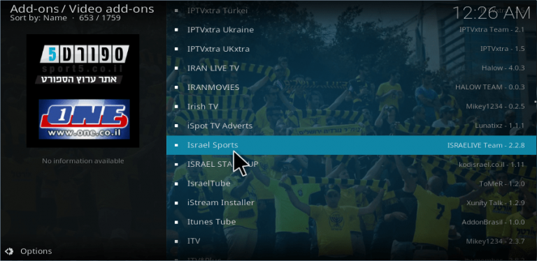 Kodi Israel live iptv addon setup for watching Israel tv channels